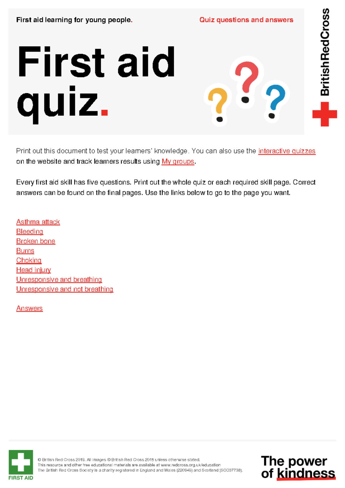 Primary-first-aid-skills-quiz-and-answers - First aid learning for ...