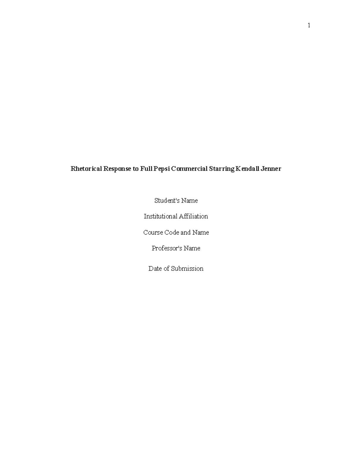 Rhetorical Response Video - Rhetorical Response to Full Pepsi ...