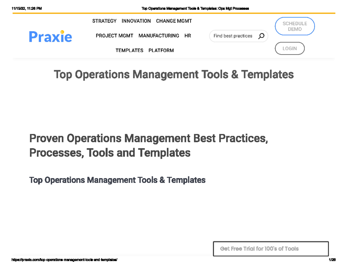 Operations Management Tools - Comm 205.3 - Studocu