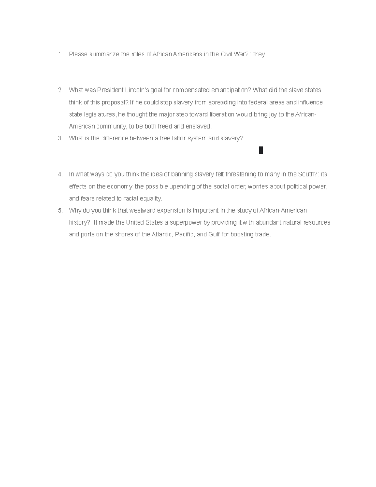 Unit 4 drop box - African American History - Please summarize the roles ...