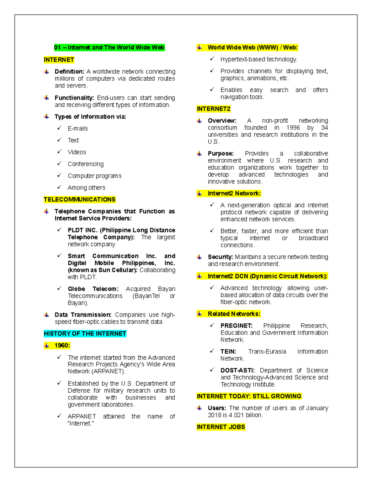 LITE- Midterms - Lite midterm reviewer - 01 – Internet and The World ...