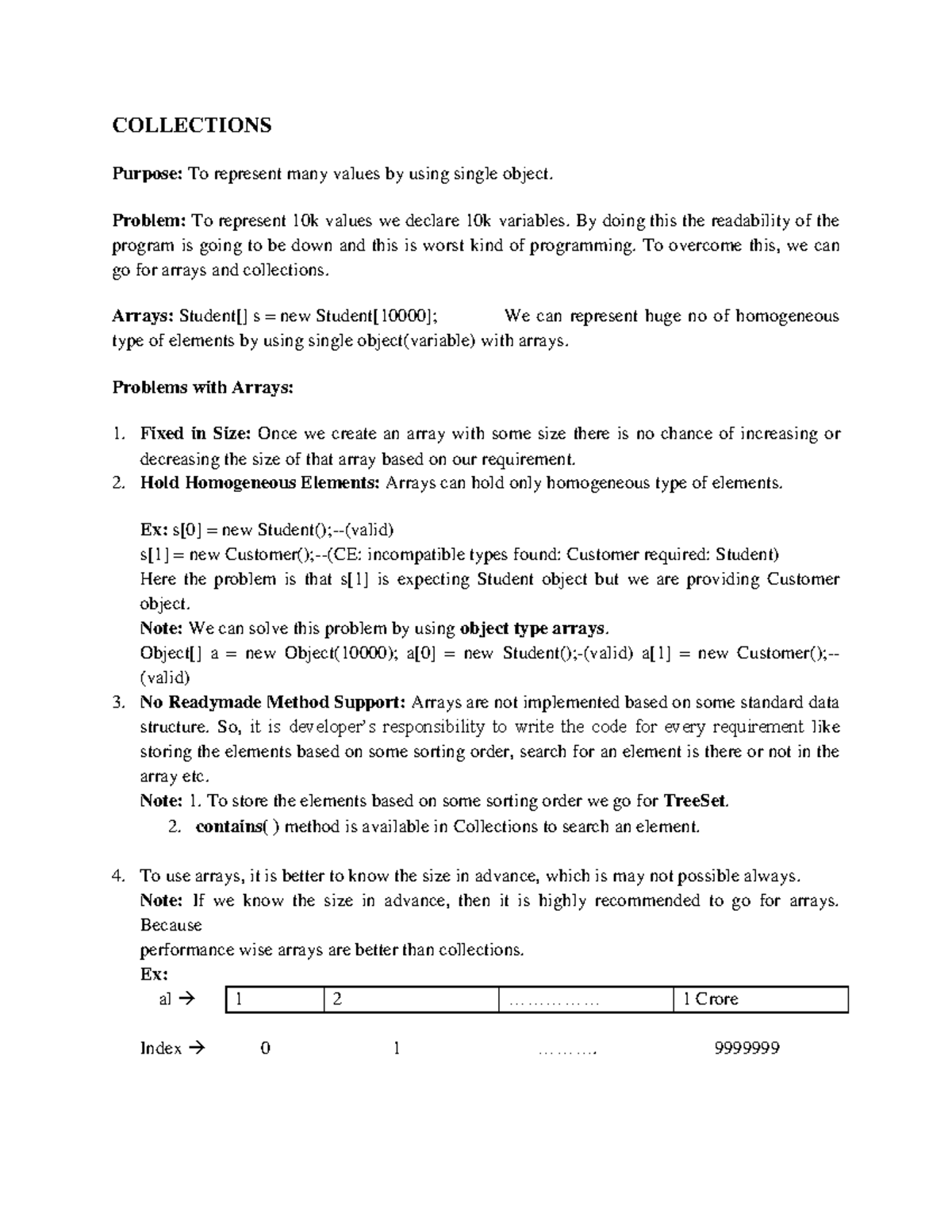 3 It Adv Java Lecture Notes Collections Purpose To Represent Many Values By Using Single