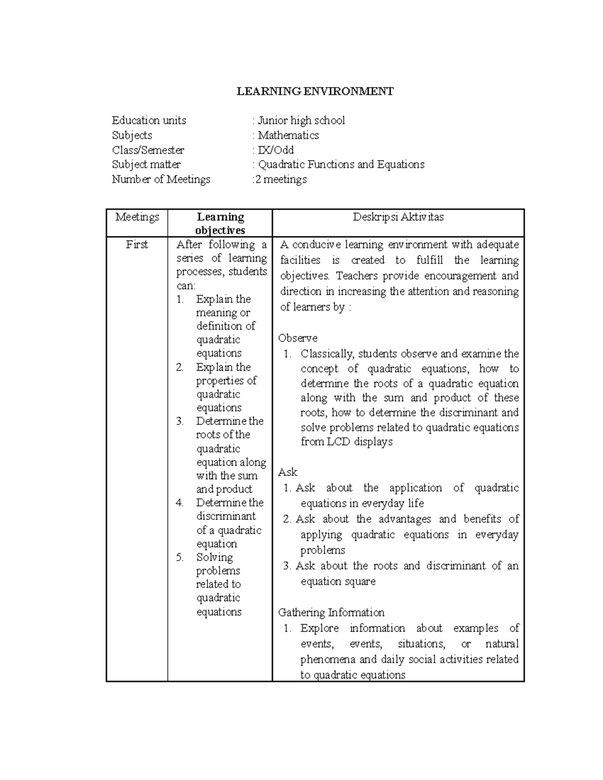 (English) Learning Envi Revisi - LEARNING ENVIRONMENT Education units ...