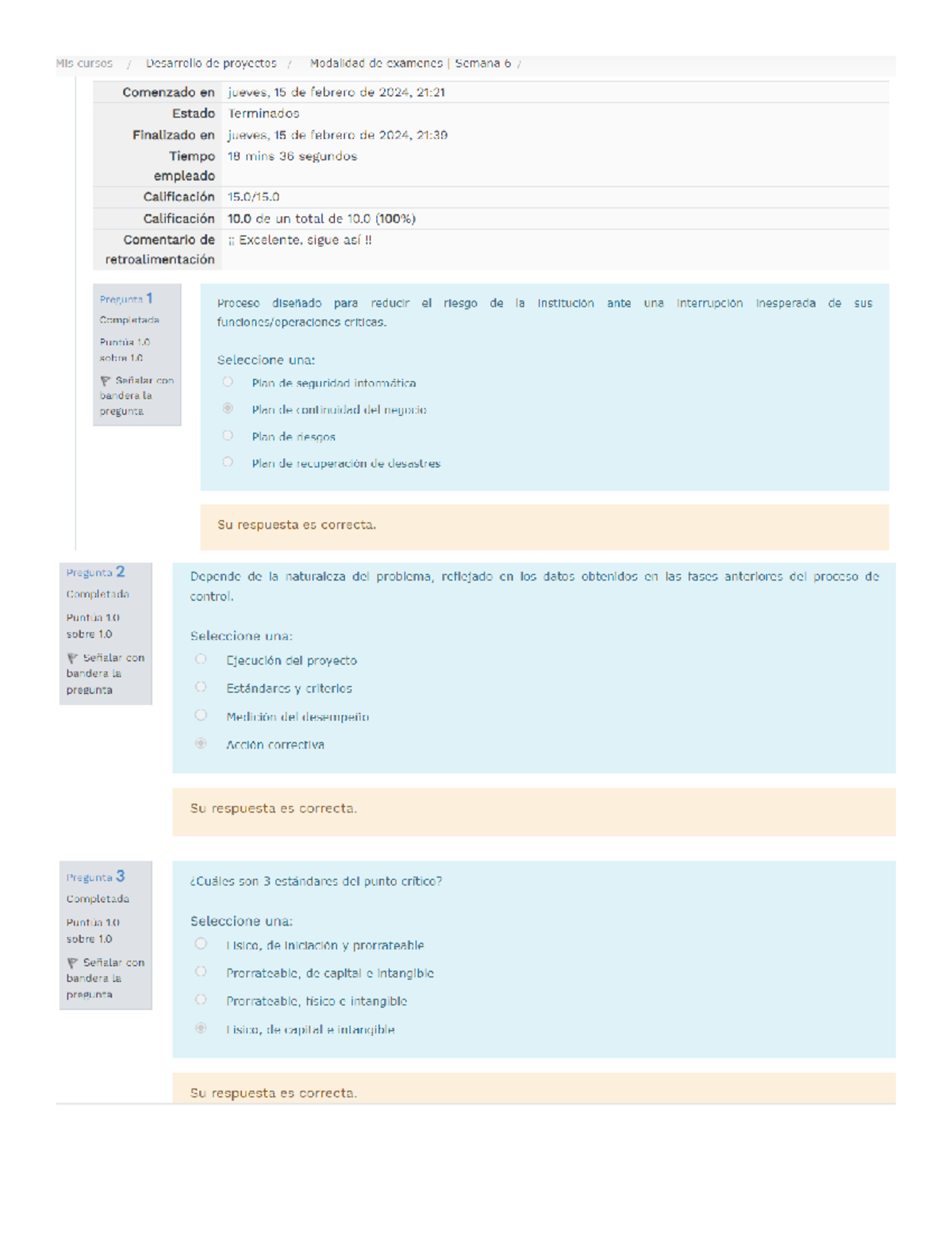 Desarrollo de proyectos modalidad exámenes semana 6 - Studocu