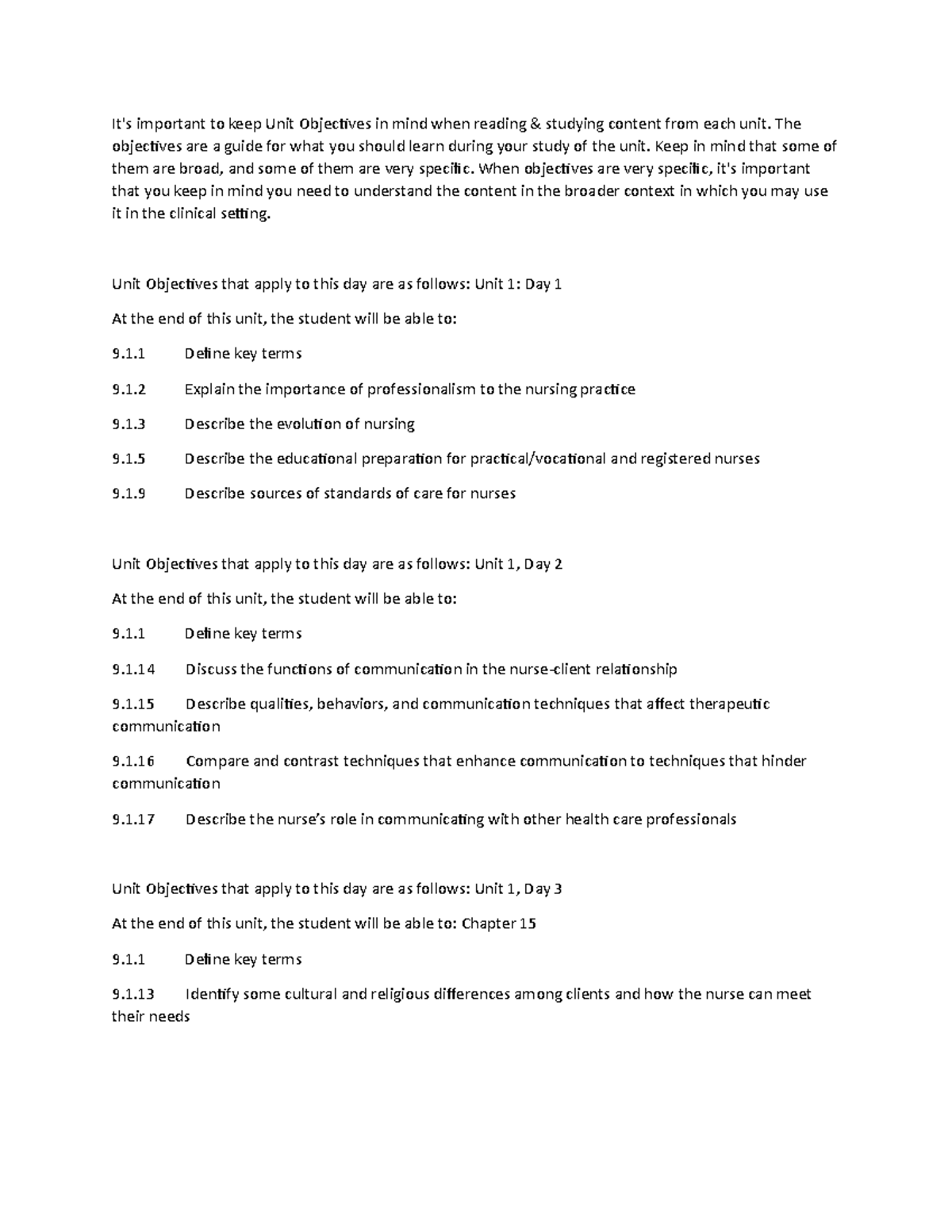 Unit 1 Objectives - The objectives are a guide for what you should ...