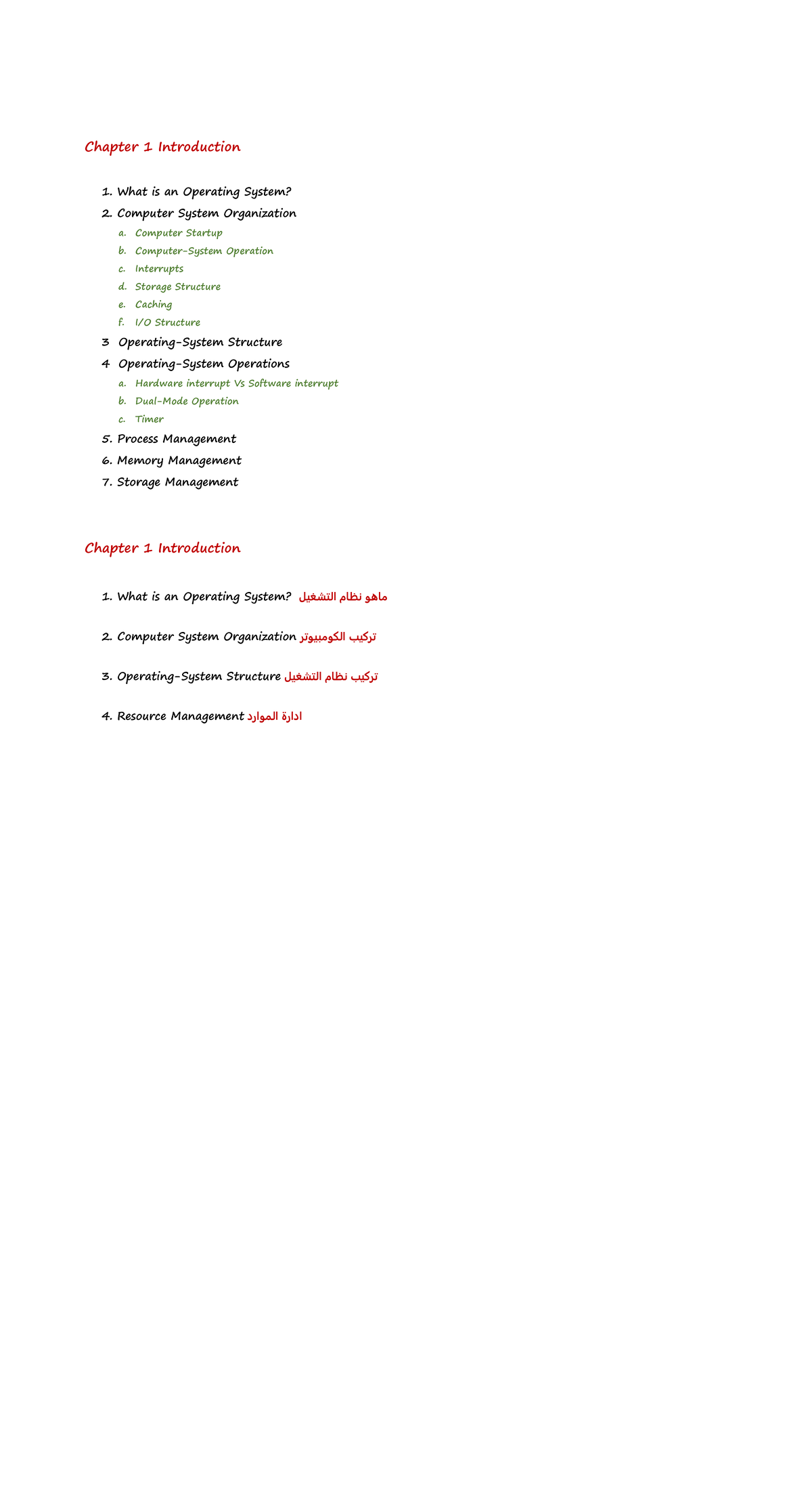 Chapter 1 Introduction ملخص - Chapter 1 Introduction 1. What is an Operating System? 2. Computer ...
