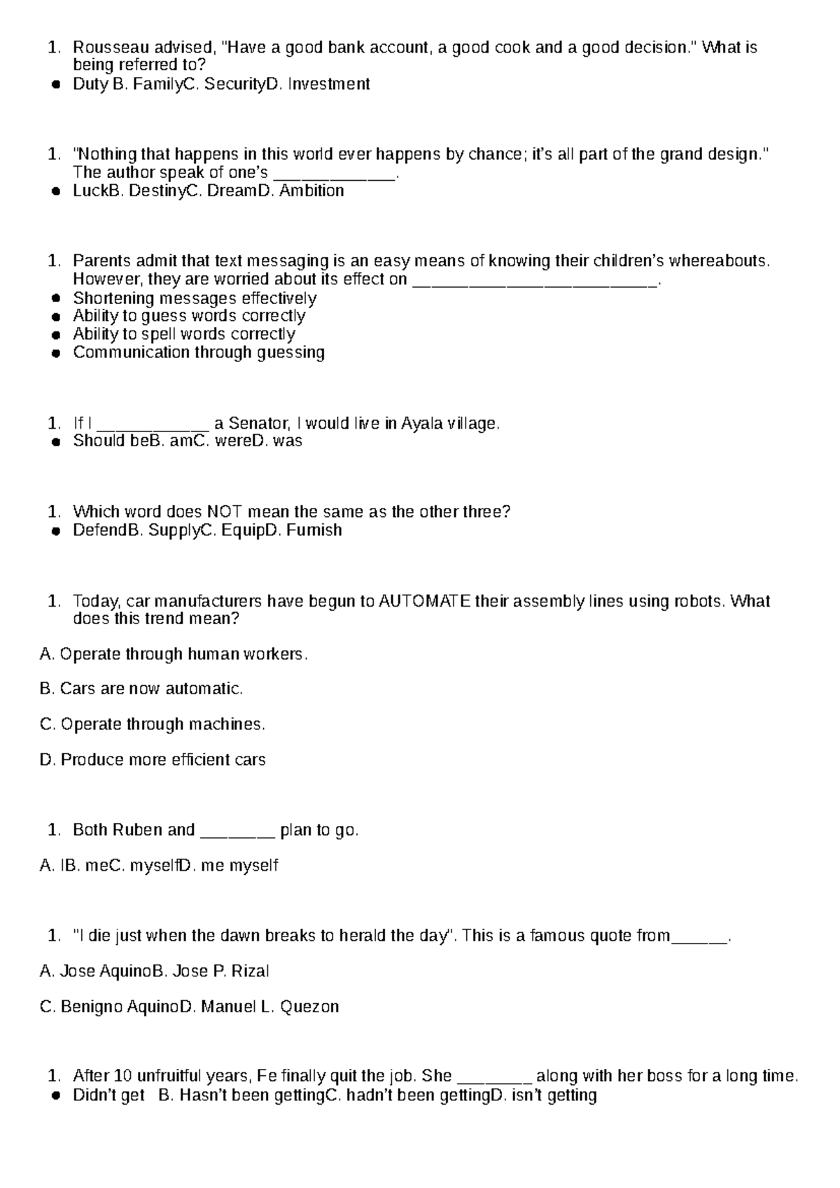General Education Test Booklet 2 1 - A. Operate through human workers ...