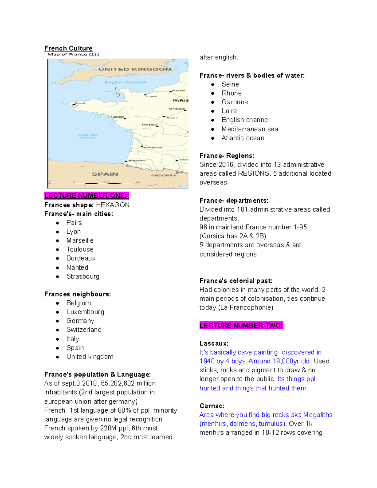 MECU- french - French Culture LECTURE NUMBER ONE: Frances shape ...