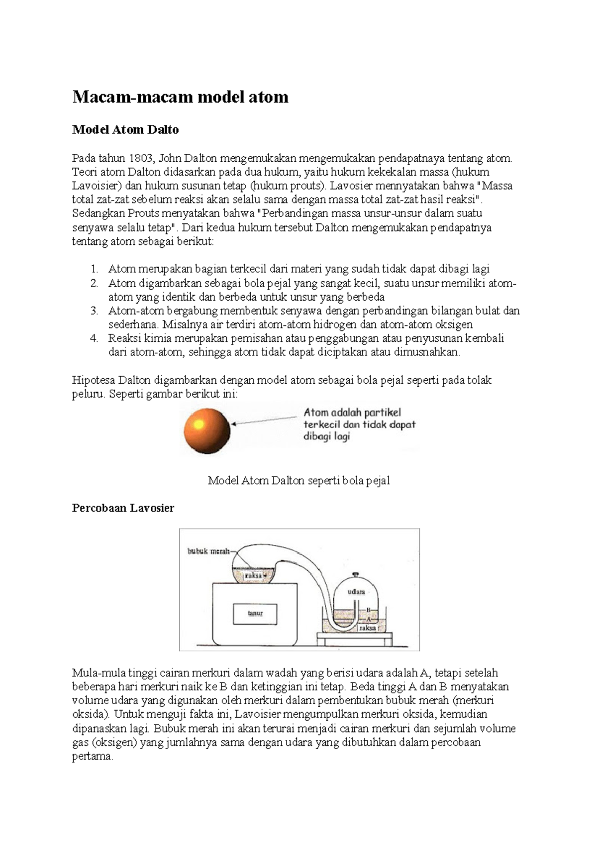 Perkembangan teori atom 2 - Macam-macam model atom Model Atom Dalto ...