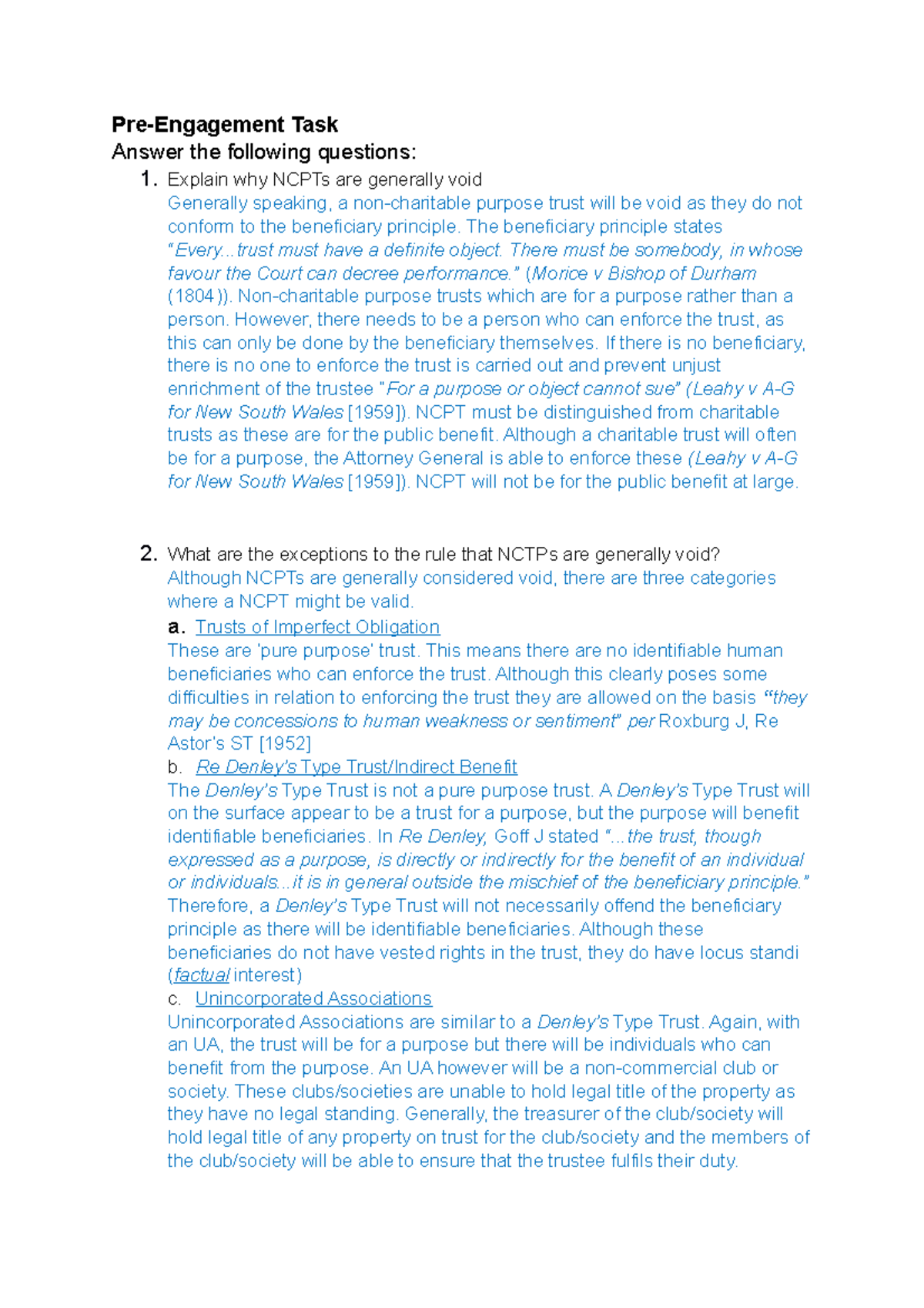 The Three Certainties- Certainty of Object- Non-Charitable Purpose Trusts and Revision - - Studocu