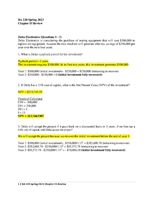 BA 220 Chapter 1 exercises - 1 | BA 220 Spring 2023 Chapter 1 Exercises Chapter 1 Exercises The ...