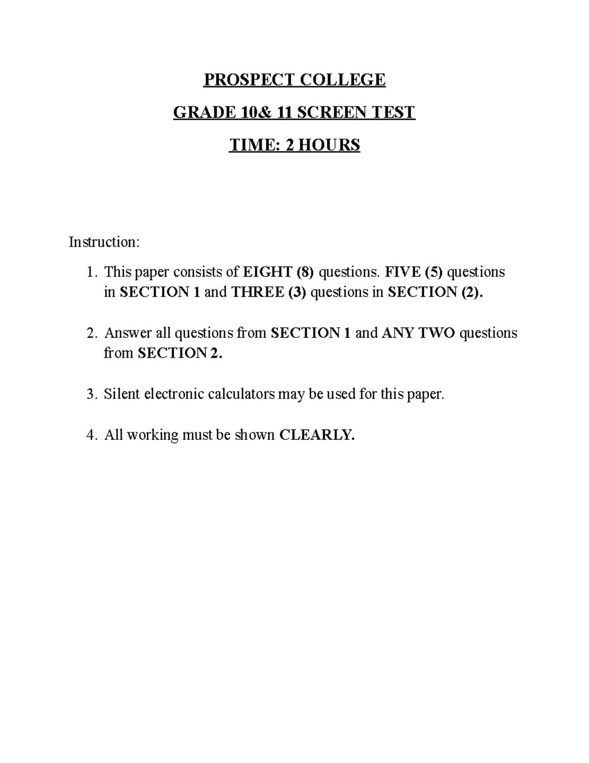 Screen Test Paper 2 Macroecon - PROSPECT COLLEGE GRADE 10& 11 SCREEN ...