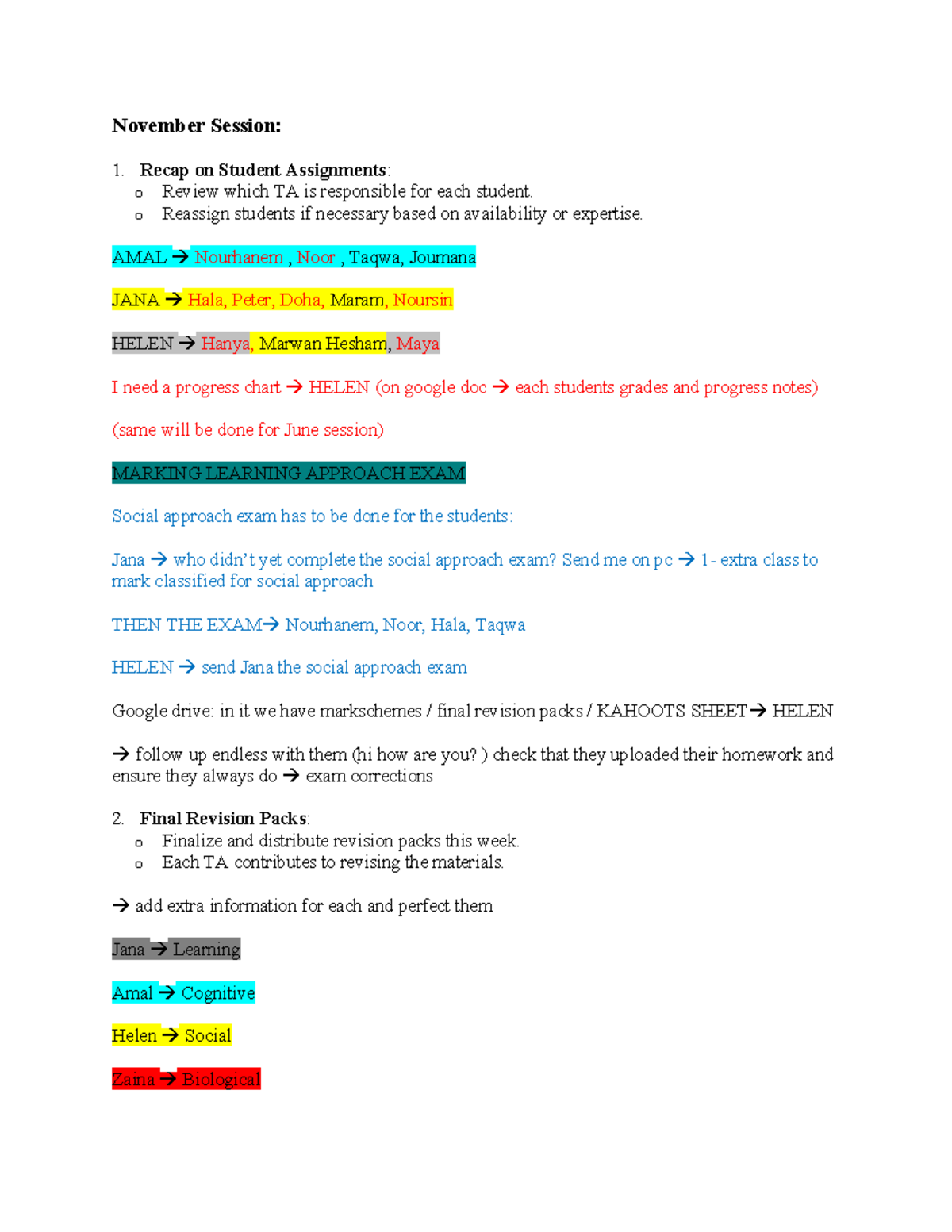 TA 21:09:2024 meetings - November Session: 1. Recap on Student ...