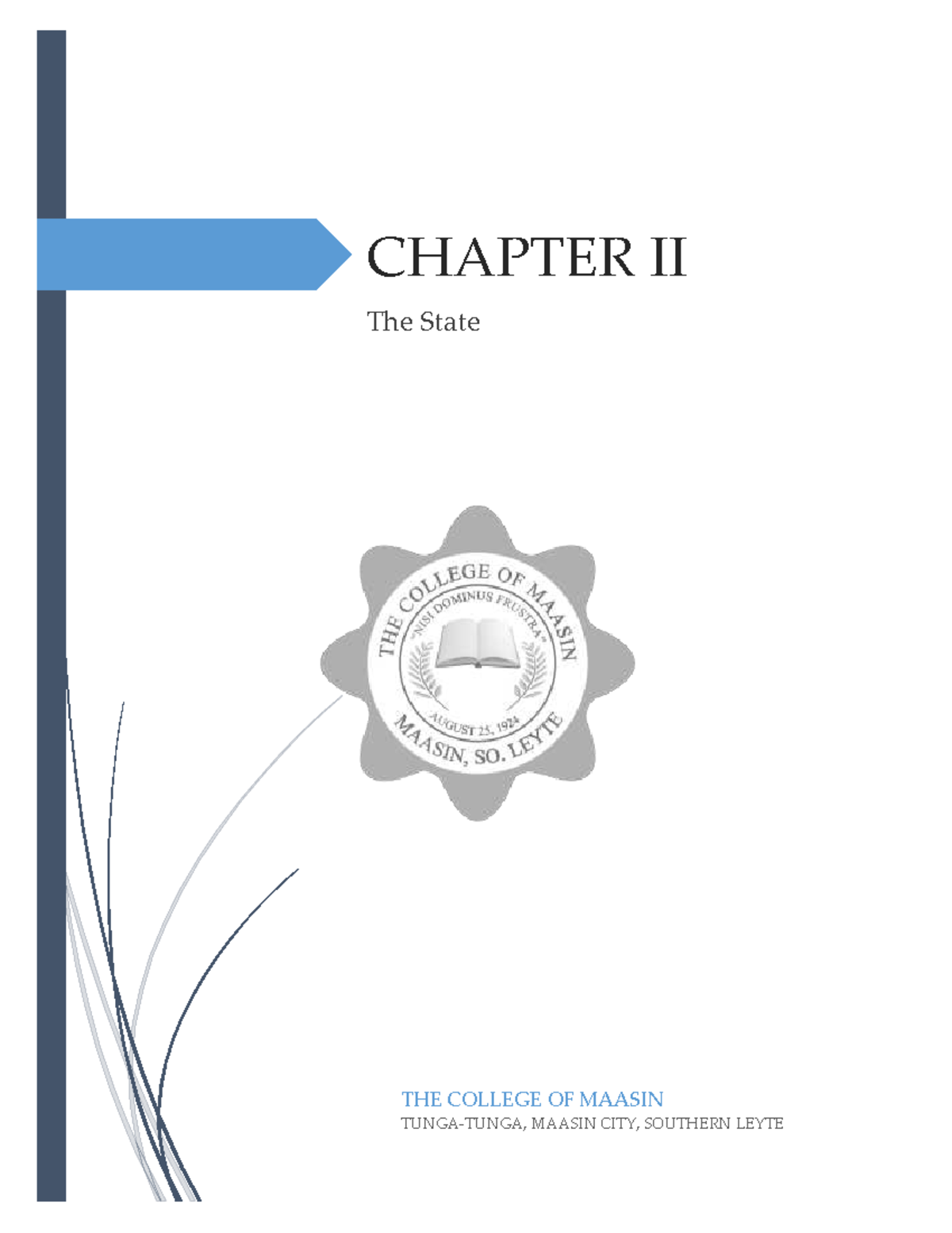 [BOOK] Ricardo LAZO State AND ITS Elements - CHAPTER II The State THE ...