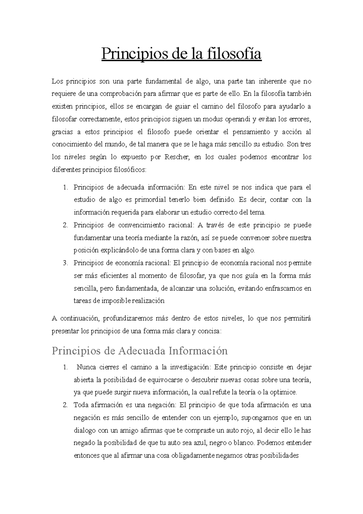 Principios de filosofía - Principios de la Los principios son una parte ...