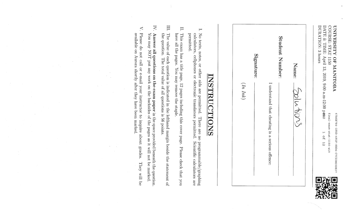 Practice Final 2 STAT 1150 Solutions - STAT 1150 - Studocu