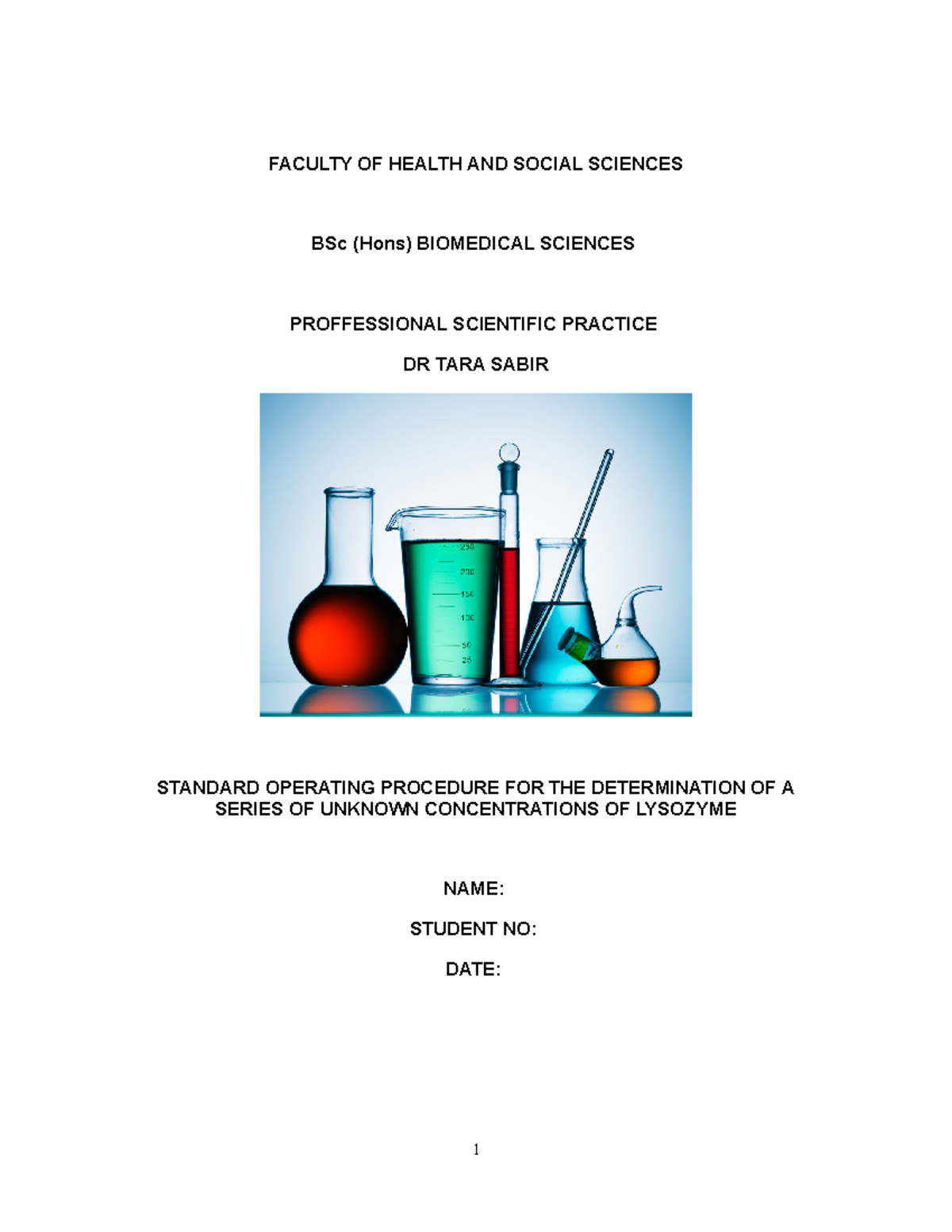 SOP revision notes FACULTY OF HEALTH AND SOCIAL SCIENCES BSc Hons ...