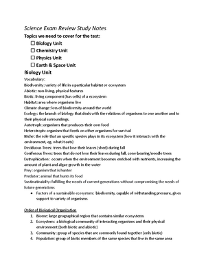 SNC1W Final Exam Topic Sheet - SNC1W Final Exam Periodic Table and ...