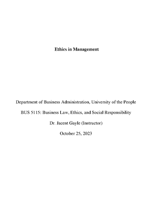 Portfolio BL W5 - Assignments - Portfolio Assignment Unit 5 A community of rules, which is an ...