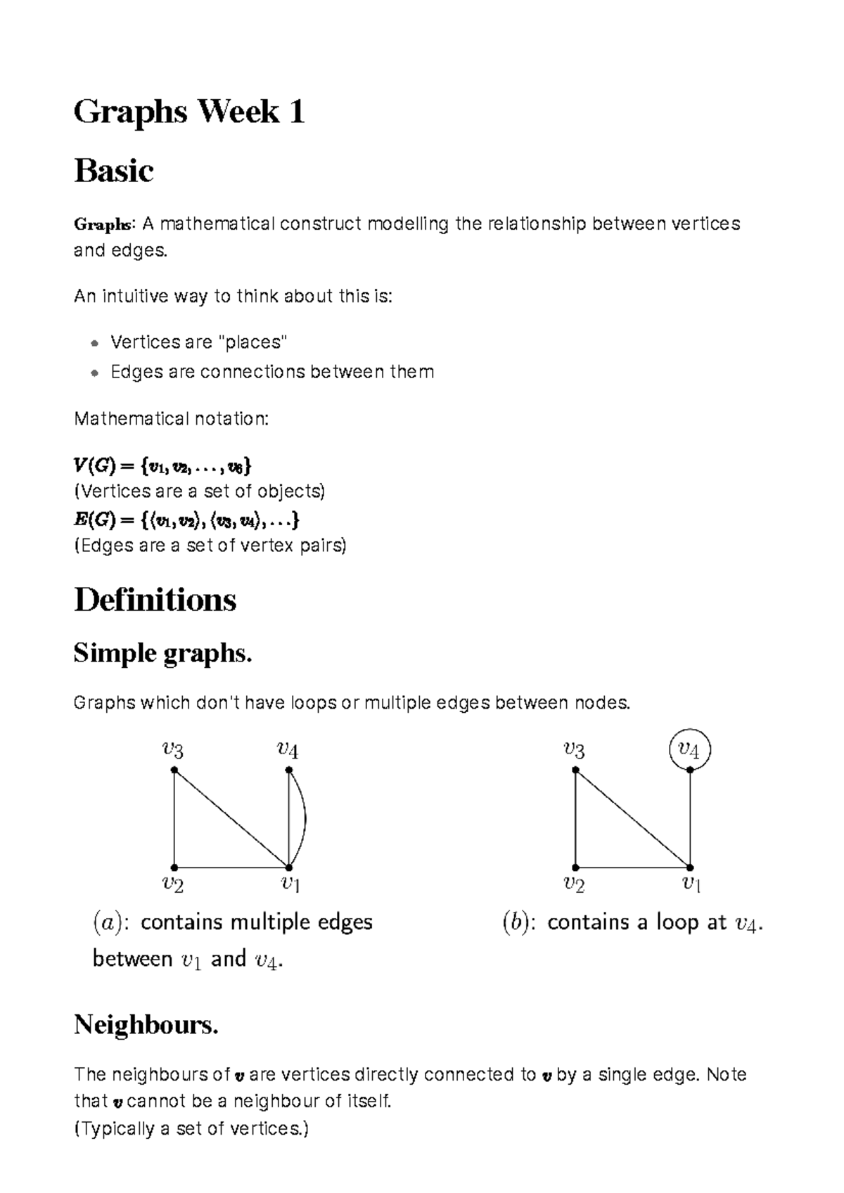 Graph-Notes - Something - Graphs Week 1 Basic Graphs A mathematical ...
