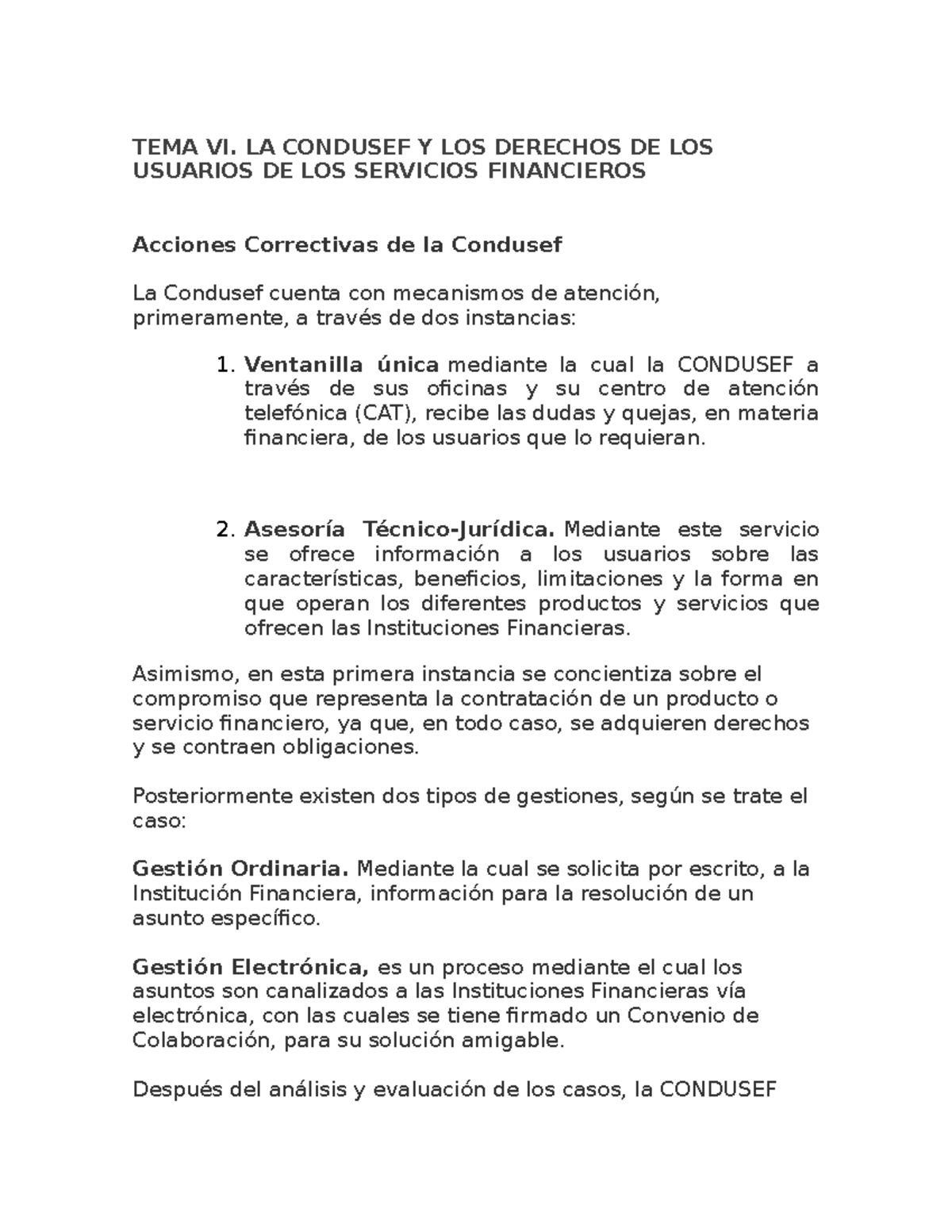 Condusef Derecho DE LOS Ususarios - TEMA VI. LA CONDUSEF Y LOS DERECHOS ...
