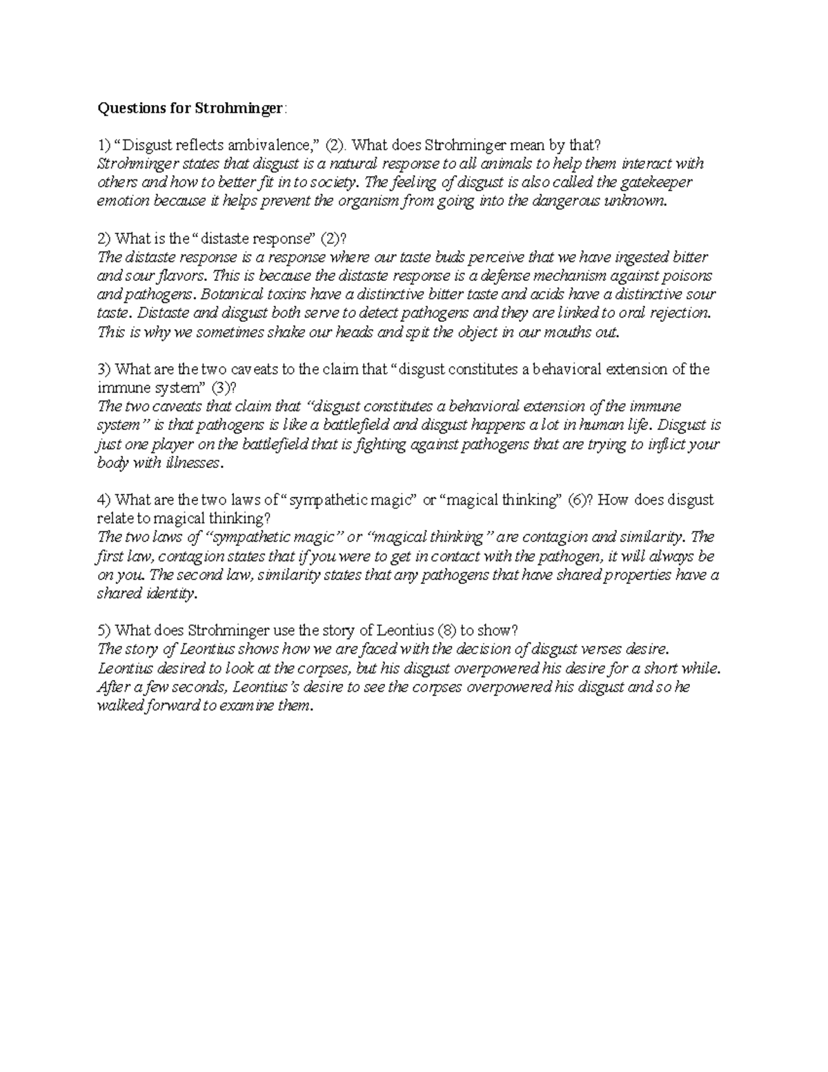 Questions for Strohminger - Questions for Strohminger: “Disgust ...