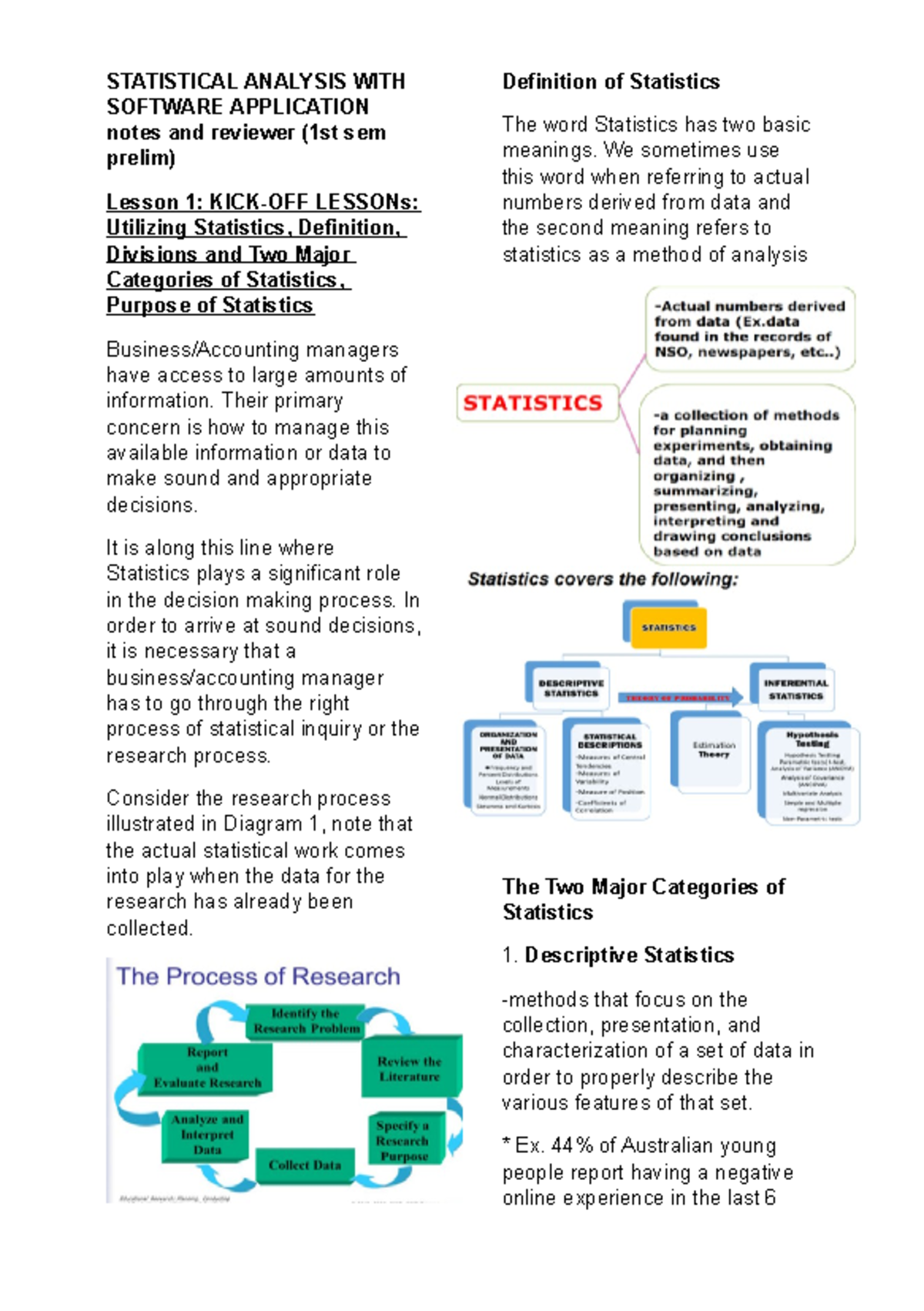 Statistical Analysis WITH Software Application notes and reviewer (1st ...