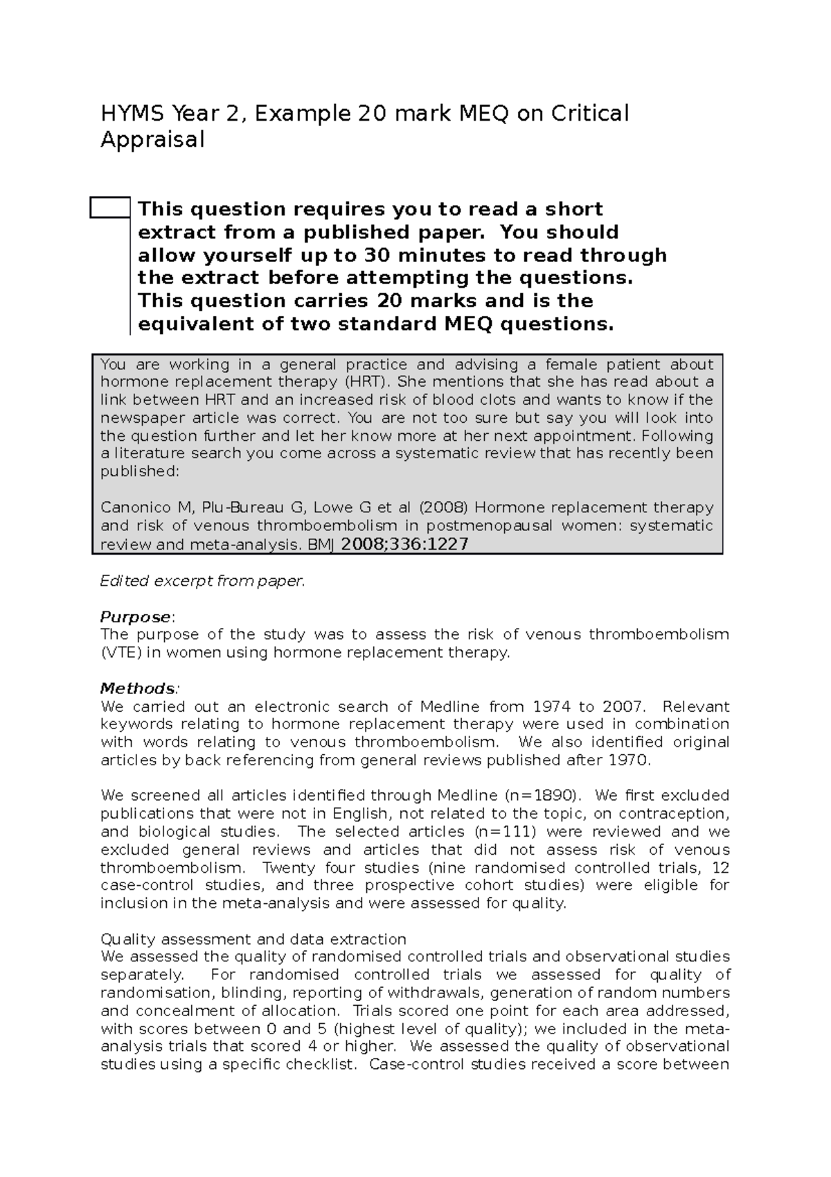 Y2 20 marks critcial appraisal question Canonico 2008 without answers ...