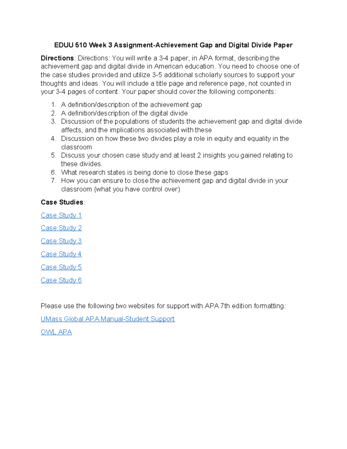 EDUU 510 Week 3 Assignment - EDUU 510 Week 3 Assignment-Achievement Gap and Digital Divide Paper ...