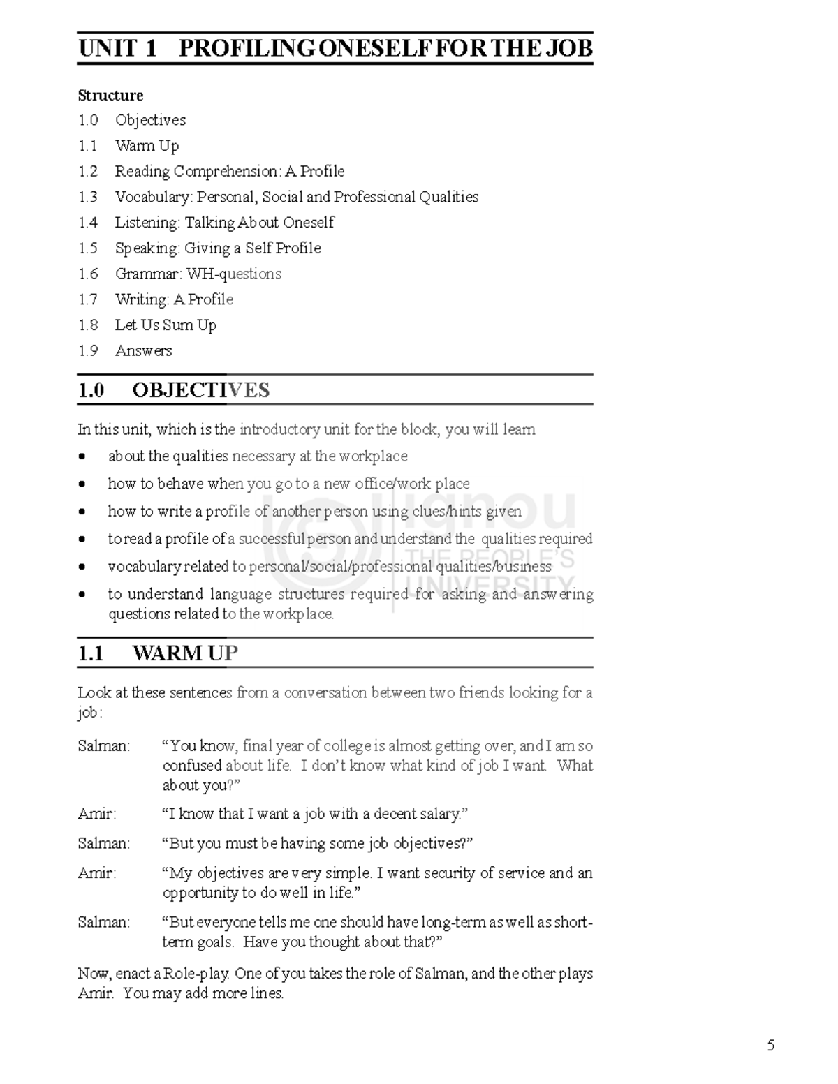 B-1U-1 - its material 2 - Profiling Oneself for the Job UNIT 1 ...