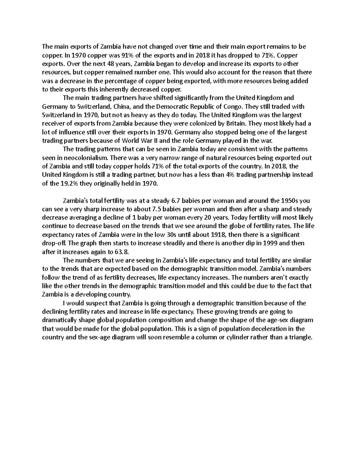 Zambia Essay Assignment 1 - GEOG 201 - TAMU - Studocu