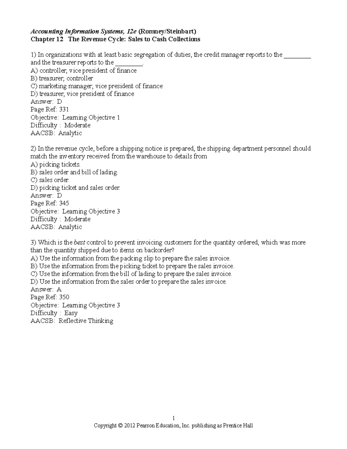Chapter 12 - pleas give as much - Accounting Information Systems, 12e ...