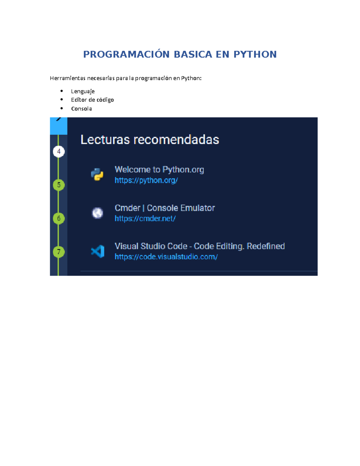 Curso Python - PROGRAMACIÓN BASICA EN PYTHON Herramientas necesarias ...