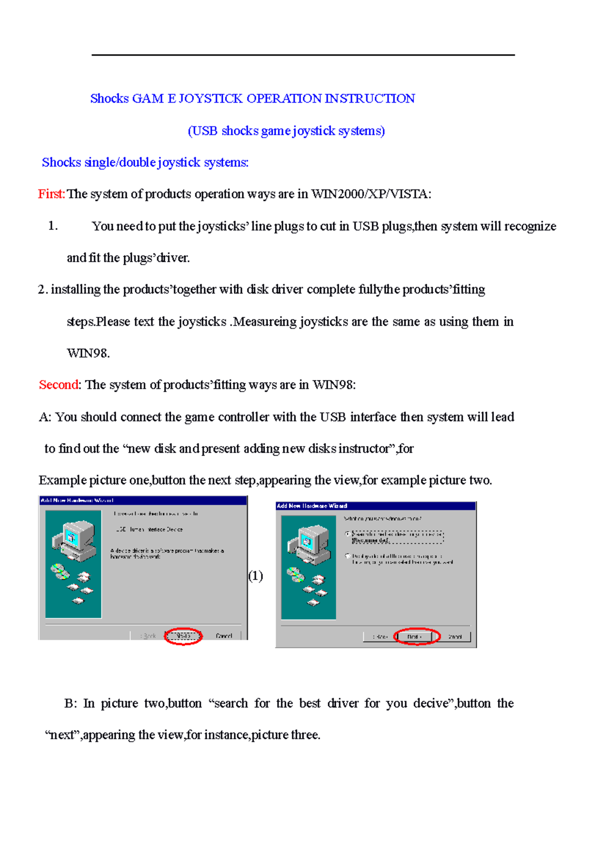 Read me - rscasd - Shocks GAM E JOYSTICK OPERATION INSTRUCTION (USB ...
