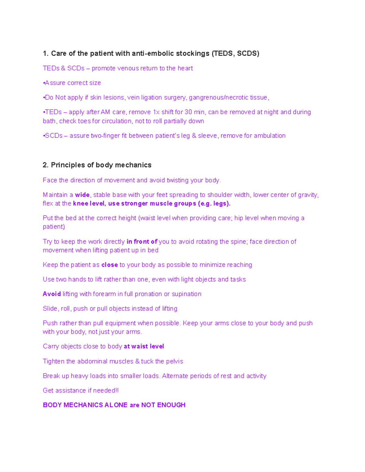 Funds QUIZ 2 Review Sheet - 1. Care of the patient with anti-embolic ...