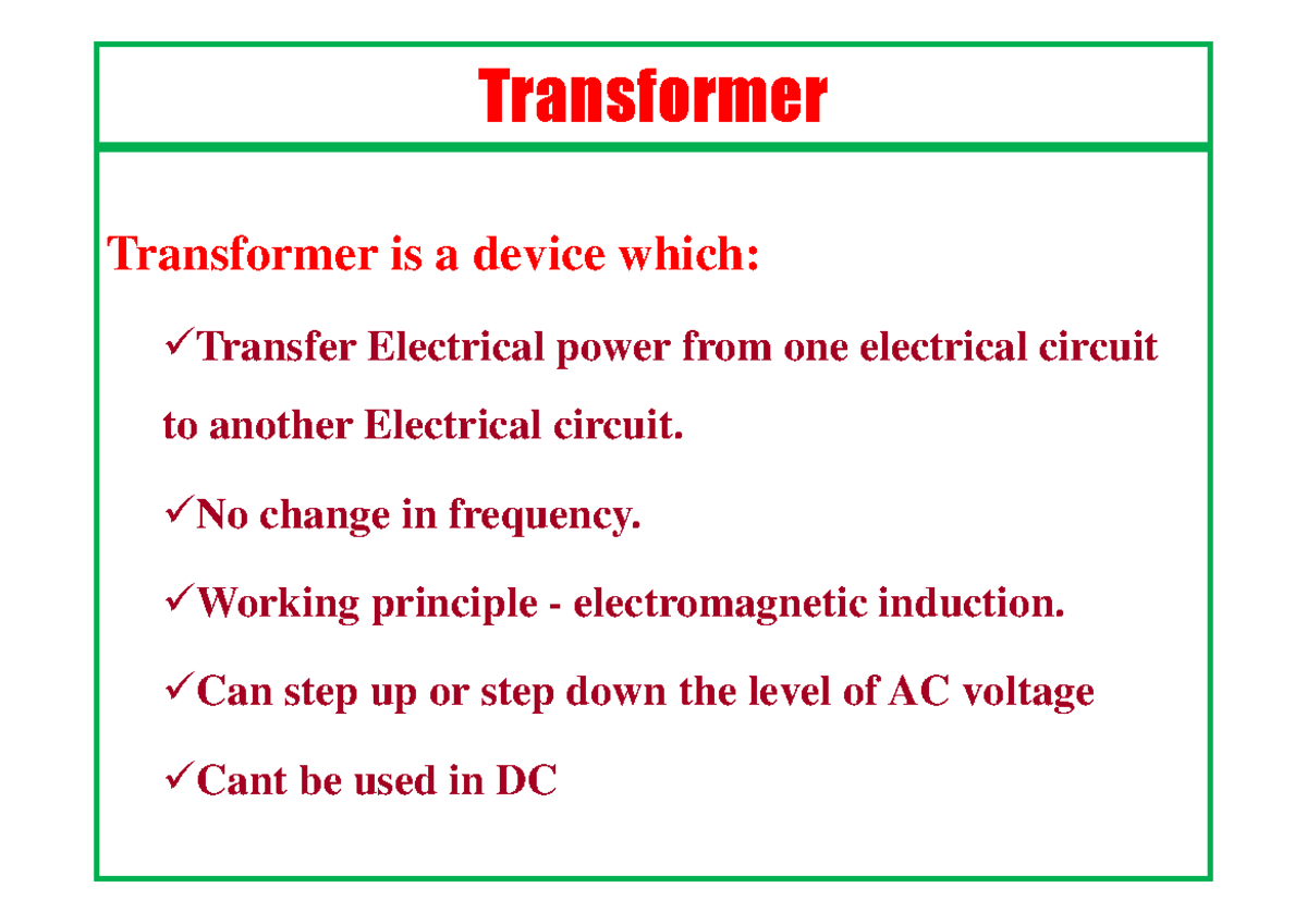 Transformers 1 - It Is material of electrical machine - Transformer Transformer is a device ...