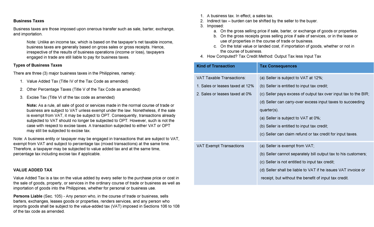 Business Taxes - Business Taxes Business taxes are those imposed upon ...