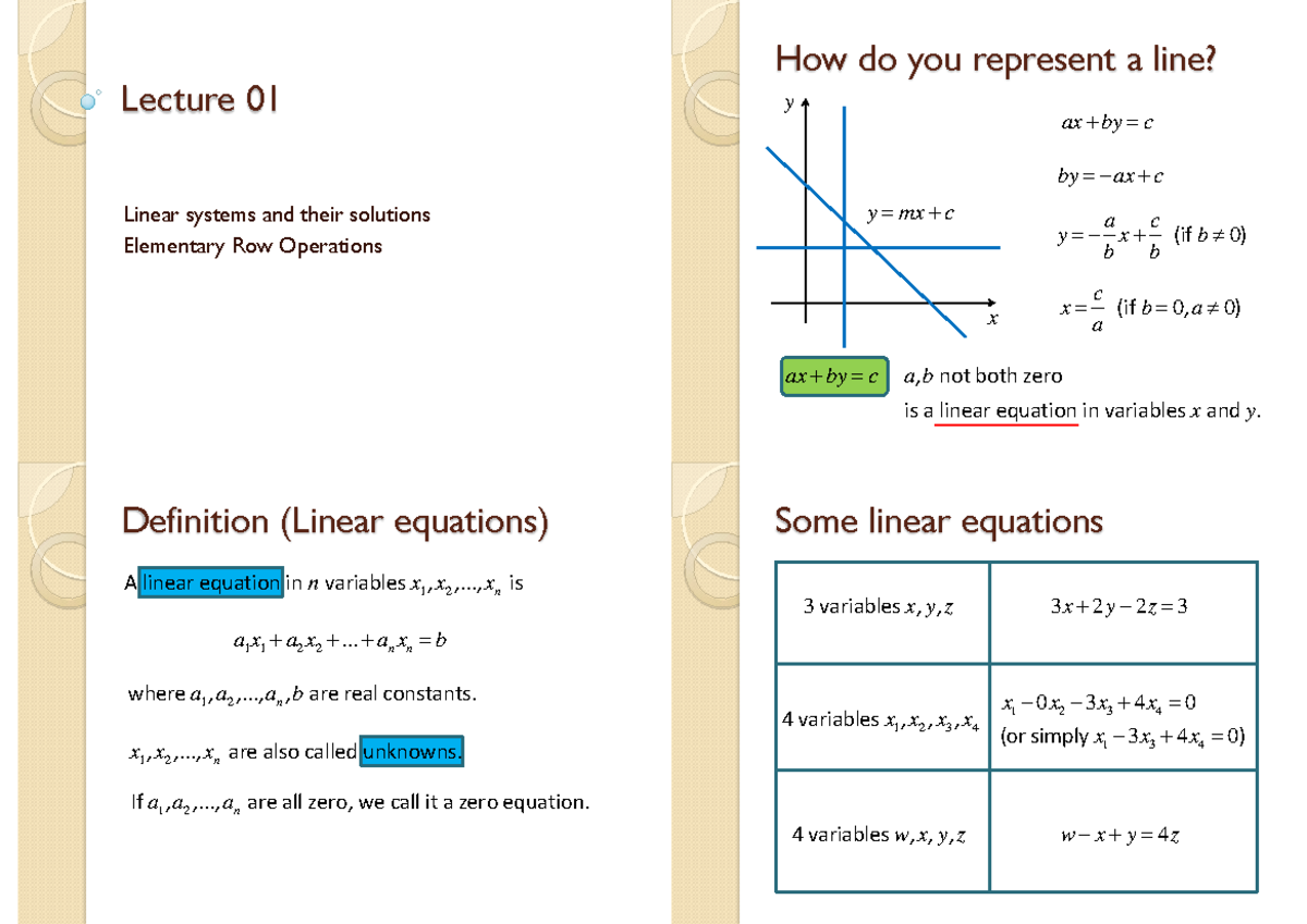 Dstt01 - 1d1d - Lecture 01 Linear systems and their solutions ...