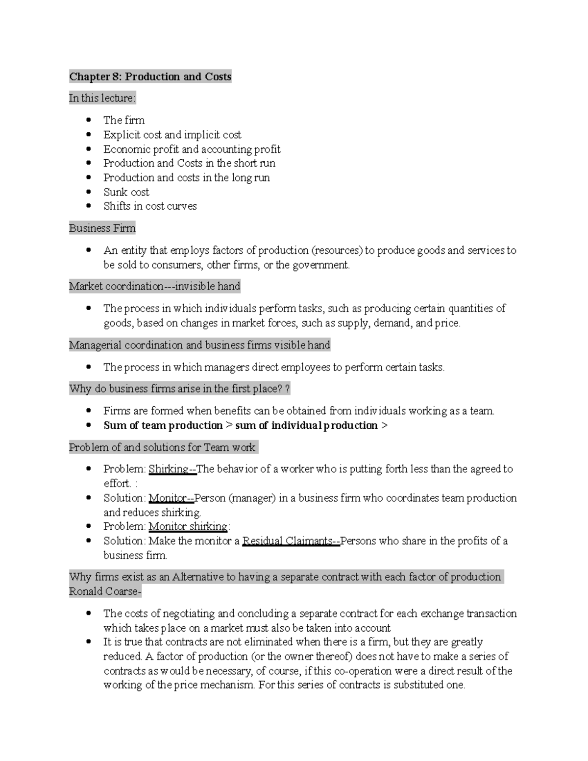 Chapter 8 Production and Costs - Chapter 8: Production and Costs In ...