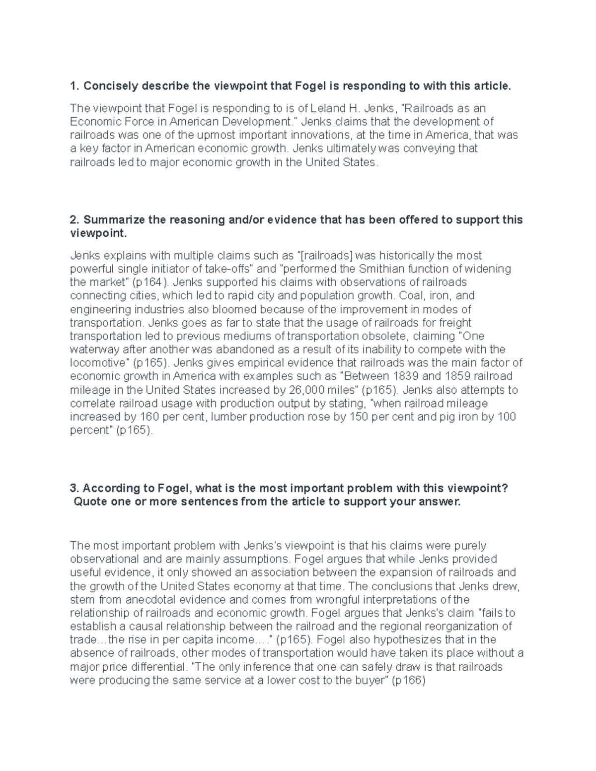 Econ 402 Response paper #1 - Concisely describe the viewpoint that ...