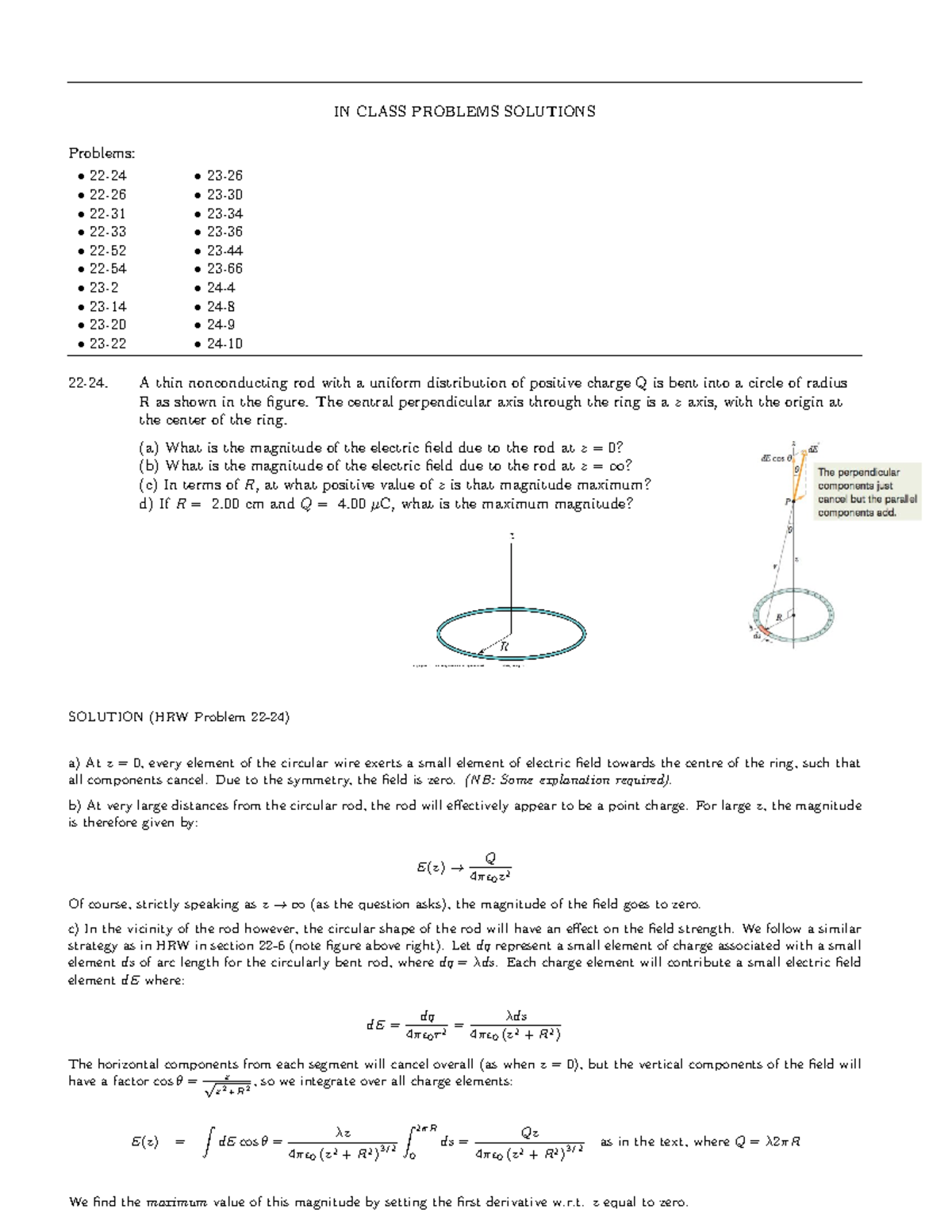 Test2Problems sol - test - IN CLASS PROBLEMS SOLUTIONS Problems: • 22 ...