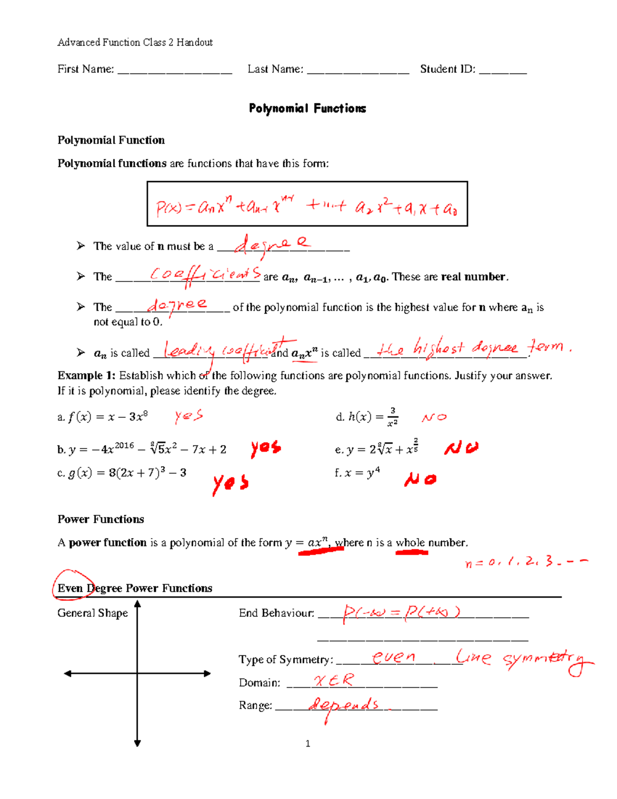 Class 02 Advanced Function Handout July 05SOL - First Name: ___________________ Last Name: - Studocu