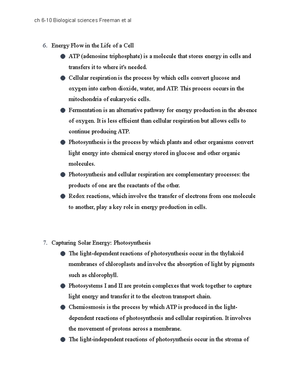 Ch 6-10 Biological sciences Freeman et al - Energy Flow in the Life of ...