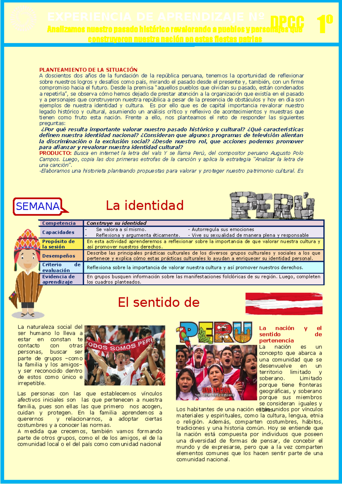 1º DPCC Ed A 4 - NIVEL SECUNDARIA - 1º DPCC EXPERIENCIA DE APRENDIZAJE ...