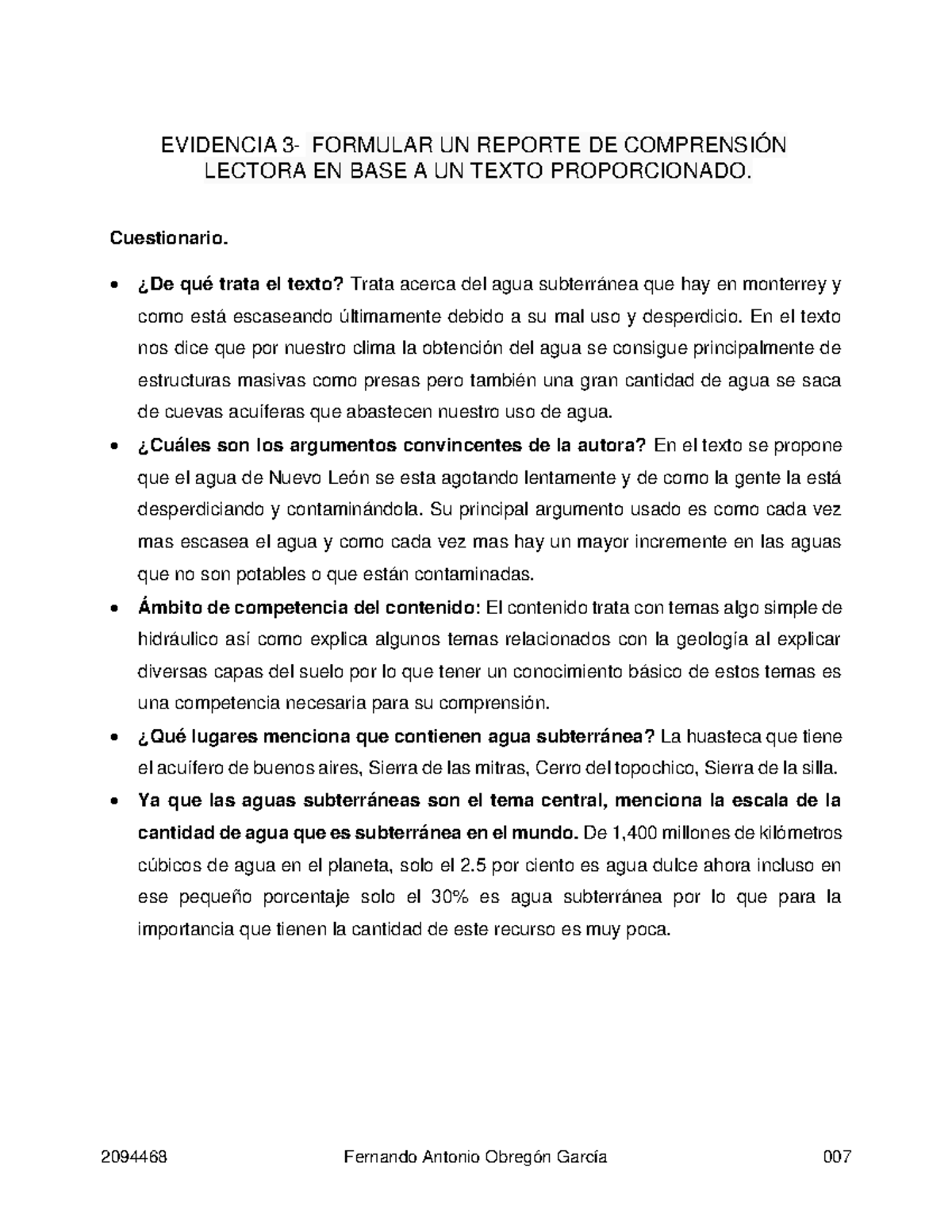 Evidencia 3 Formular un reporte de comprensión lectora en base a un ...
