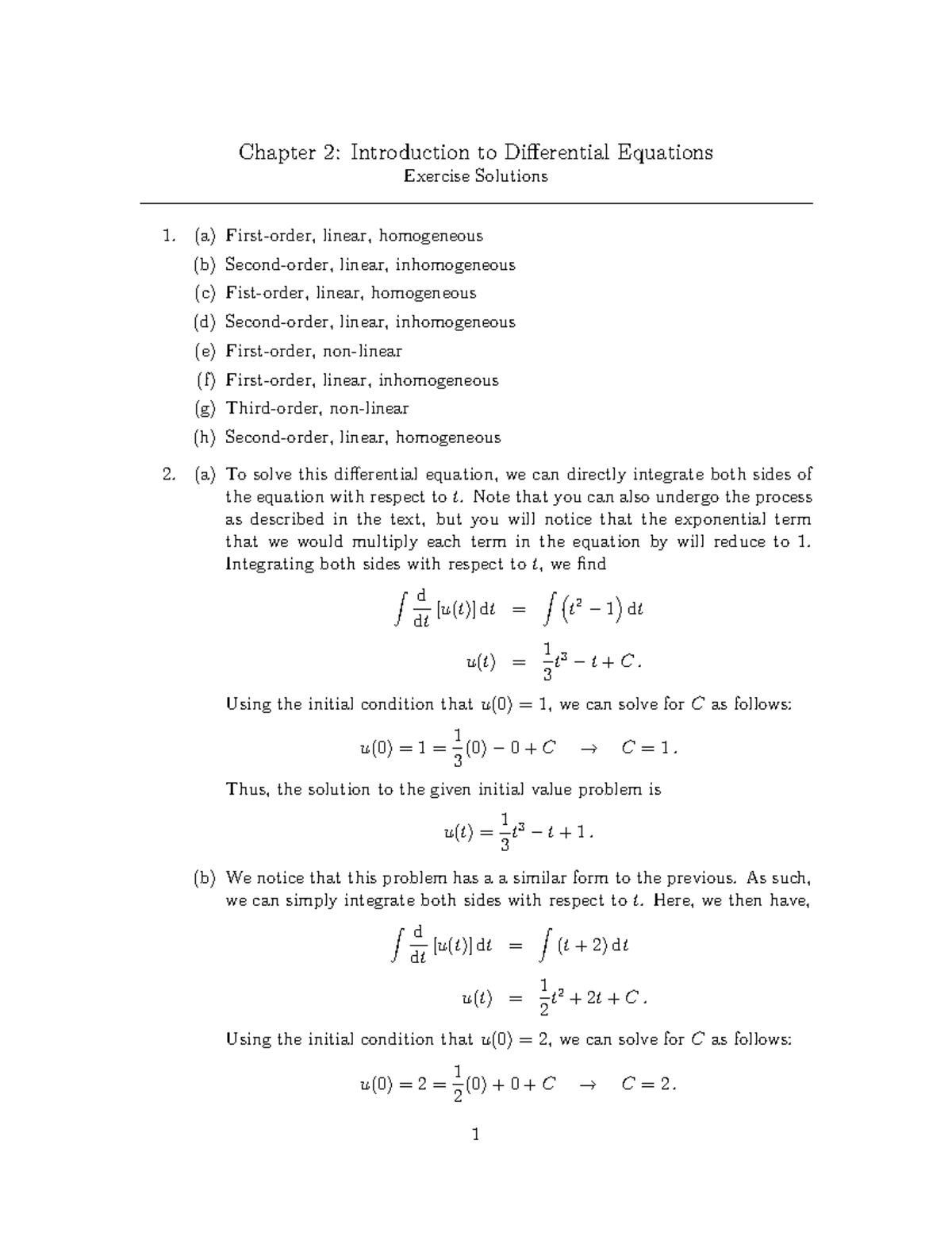 Ch2 Solutions - Chapter 2: Introduction to Differential Equations ...