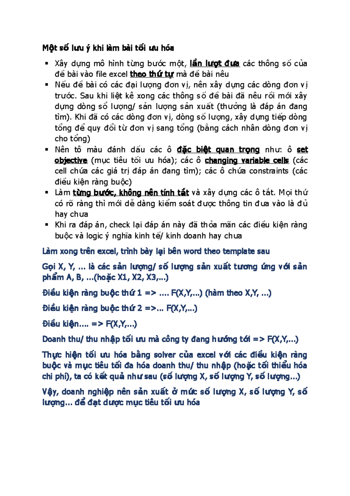 Solver 2 - tham khao - M ột s ố l ưu ý khi làm bài t ối ưu hóa Xây d ...