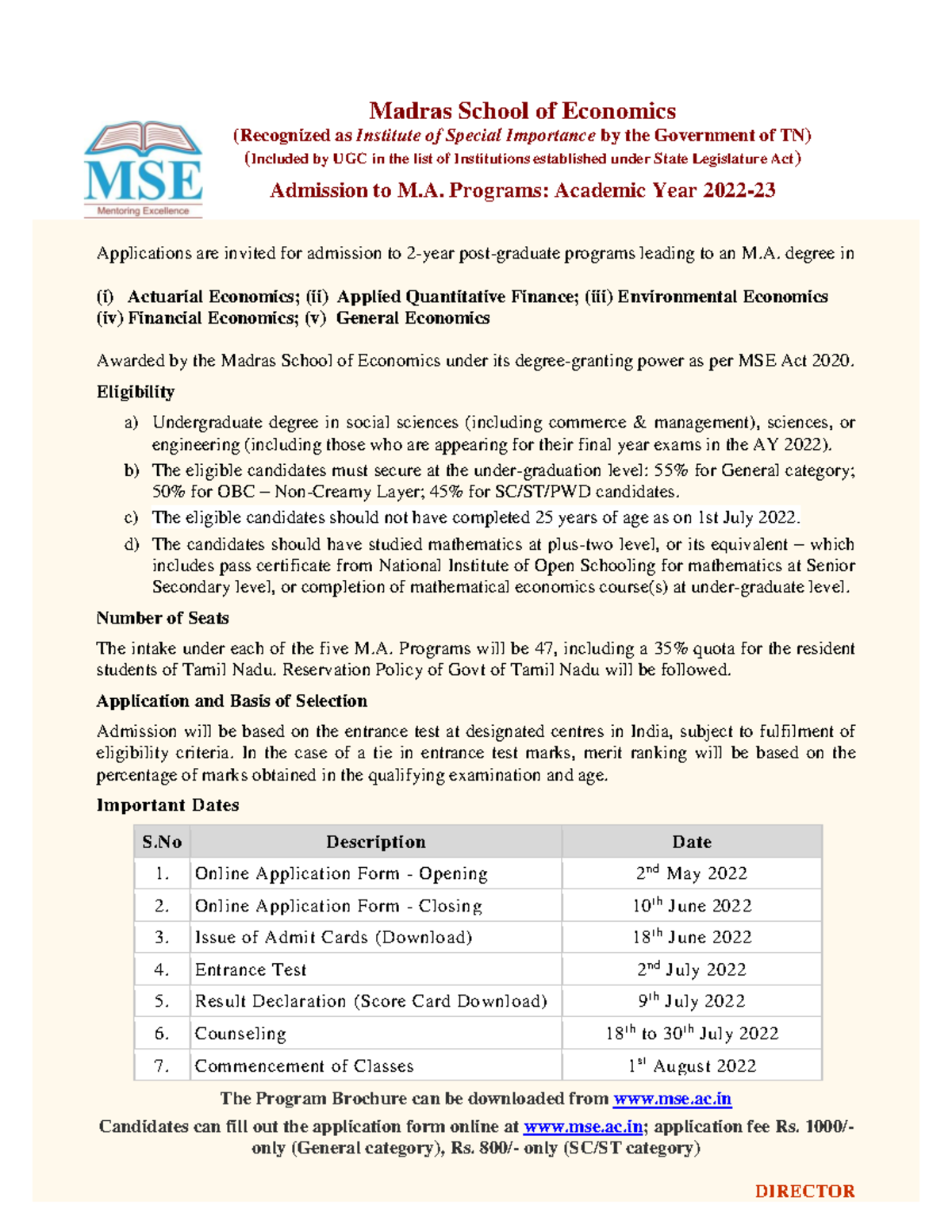 MSE-MA-Programs-Advertisement 2022 - Applications are invited for ...