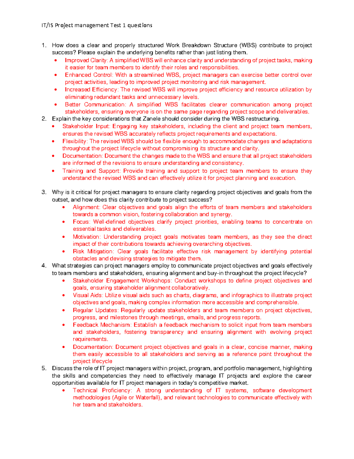 Test 1 questions Model Answers - After test - How does a clear and ...