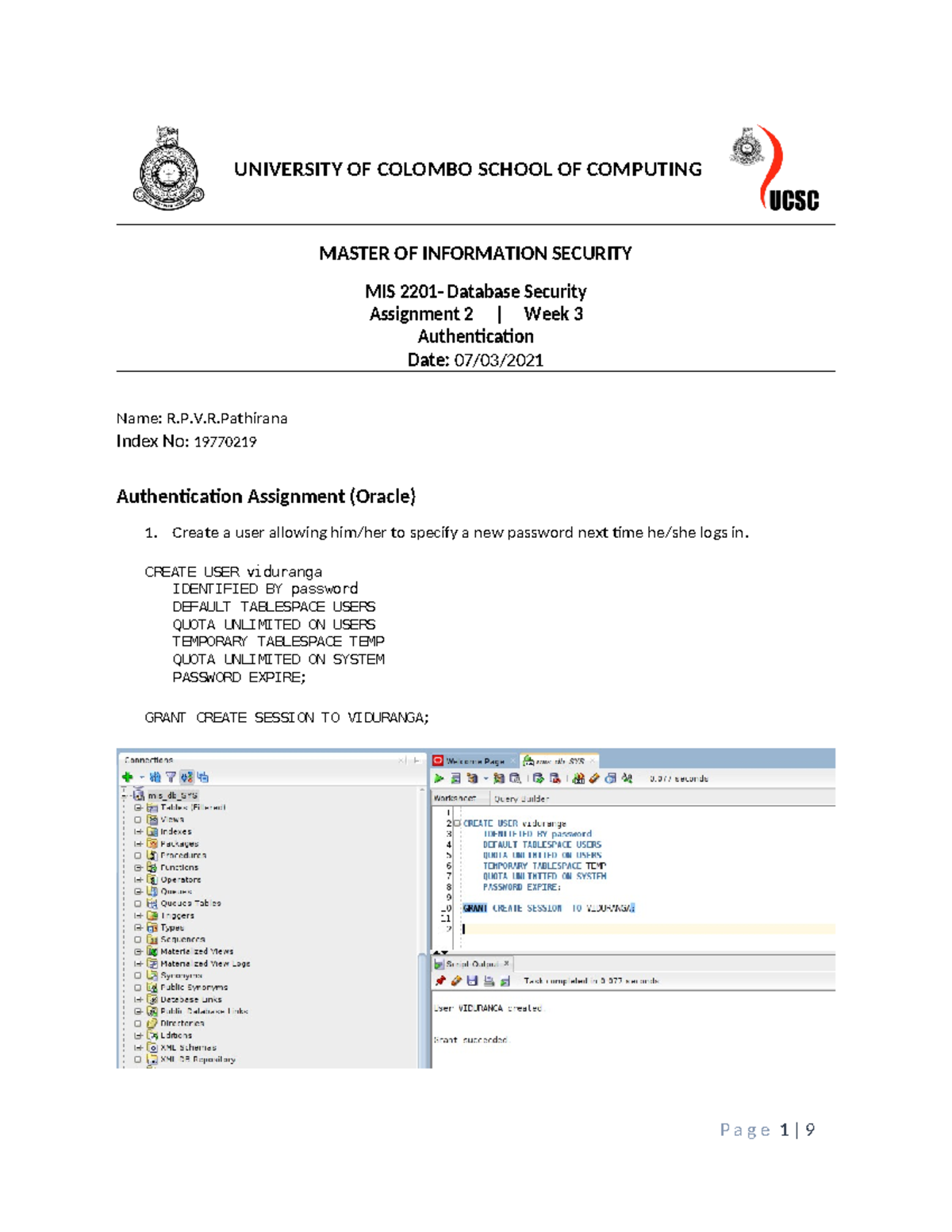 Assignment-2 - Work - UNIVERSITY OF COLOMBO SCHOOL OF COMPUTING MASTER ...